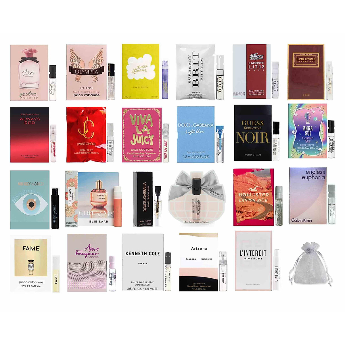 Women's fragrance sampler set - Designer perfume sample Lot x 8 Vials