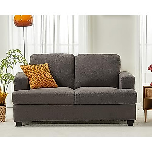 VanAcc Sofa, Comfy Sofa Couch with Extra Deep Seats, Modern Sofa- Loveseat, Couch for Living Room Apartment Lounge, Grey Bouclé