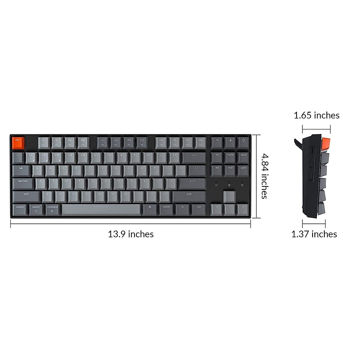 Keychron K8 80% Layout Bluetooth Wireless Mechanical Keyboard, Tenkeyless 87 Keys/USB C/White Backlit/Gateron G Pro Red Switch/N-Key Rollover, TKL Gaming Keyboard for Mac Windows