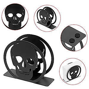 Sumnacon 2Pcs Metal Napkin Holders - Stylish Cocktail Napkin Holders for Tabletop Kitchen Countertop Dining Table, Decorative Guest Towel Holders for Picnic Party Wedding Dining, Black Skull