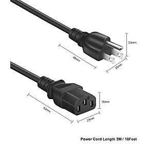 6FT PC Computer Power Cord for Dell OptiPlex Alienware XPS HP Elite Pavilion Envy Acer Lenovo ThinkCentre IdeaCentre MSI iMac Tower Desktop All in One Gaming AIO 3-Prong Power Cable
