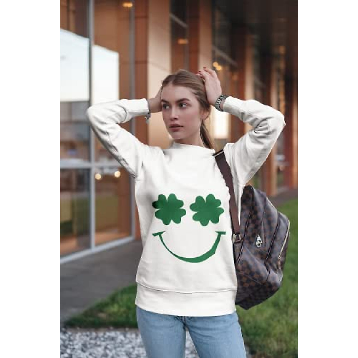 Shamrock Happy Face Iron On Decal, St Patricks Day Shirt Transfer, Iron On Transfer, Clover Patch, Glitter Decal, St Paddy, Iron On ALmost Anything in 5 Min (Grass Glitter)