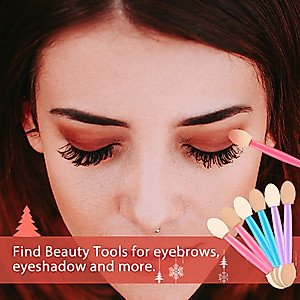 Eyeshadow Applicators,MORGLES 50Pcs Disposable Eyeshadow Brushes Dual Sides Eye Shadow Sponge Applicators (Pink,Purple,Blue)