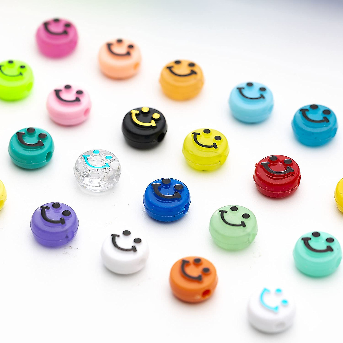 480 Pcs 14 Colors Acrylic Smiley Face Beads for Jewelry Bracelet Earring Necklace Craft Mobile Phone Pendant Making Kit (Multicolor)