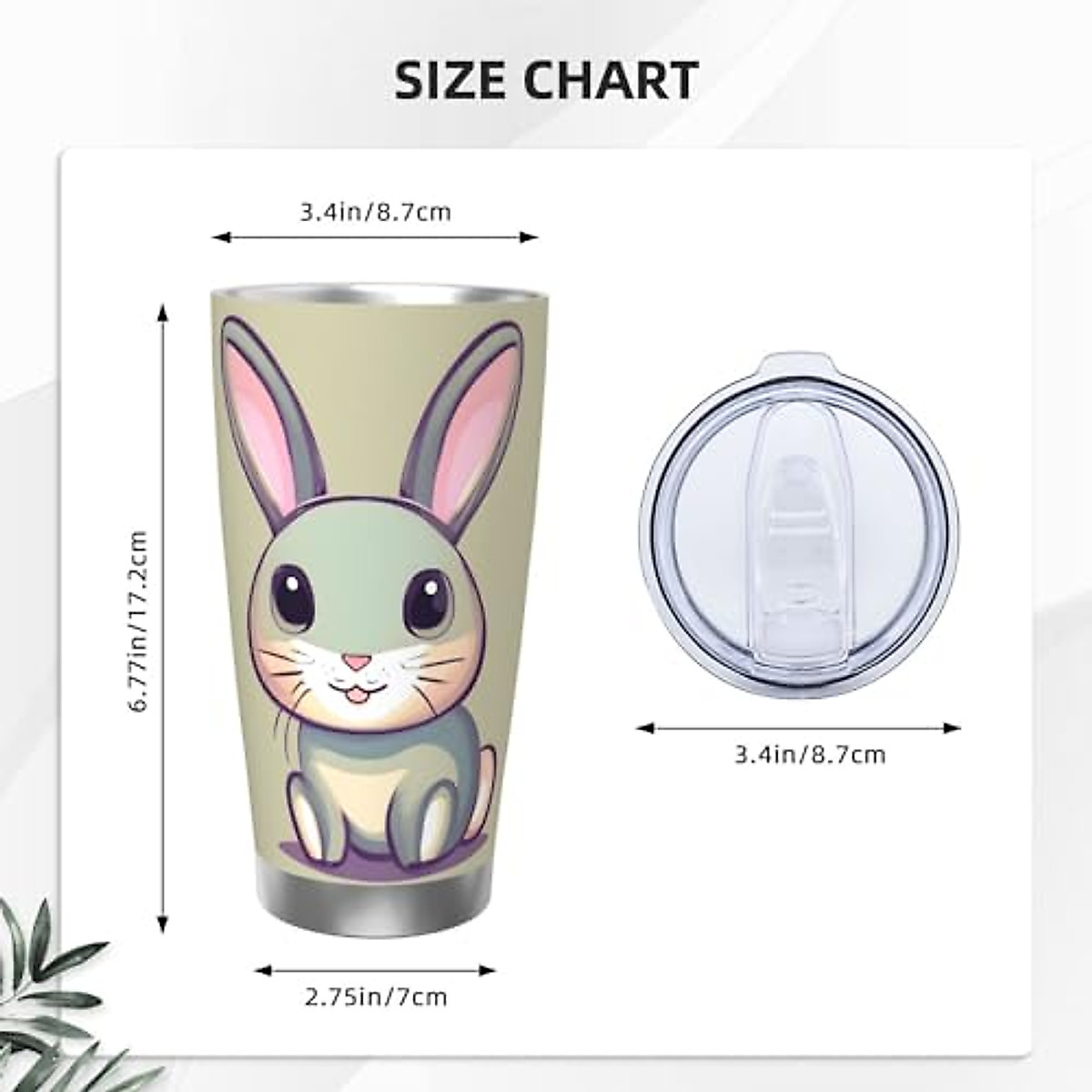 WXZYFP Car cup (single silver rim), can use a straw or drink directly, easy to use.Cute little bunny