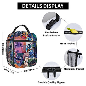 TRPSR Anime Fun Cartoon Lunch Box Portable Insulated Lunch Bag Office Picnic Multifunctional Large Capacity Zipper Handbag