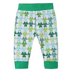 bakjuno Baby Boys Girls Cute ST Patrick's Day Outfit Clover Pants with Hat(0-3 Months) Green
