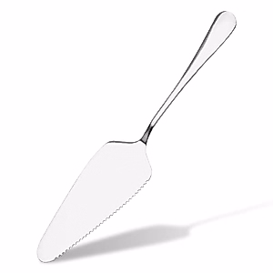 KUFUNG Pie Server, Stainless Steel Cake Cutter Griddle Spatula,Pie Steak Pizza Shovel with Beveled Edges (2.4x8.9, Silver)