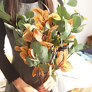 JD Artificial Greenery Plants 5PCS 33" Silver Dollar Eucalyptus Silk Leaf Branches Fake Shrubs Faux Bushes for Home Décor Office Restaurant Wedding Garden Patio Photography Props（Summer Green）