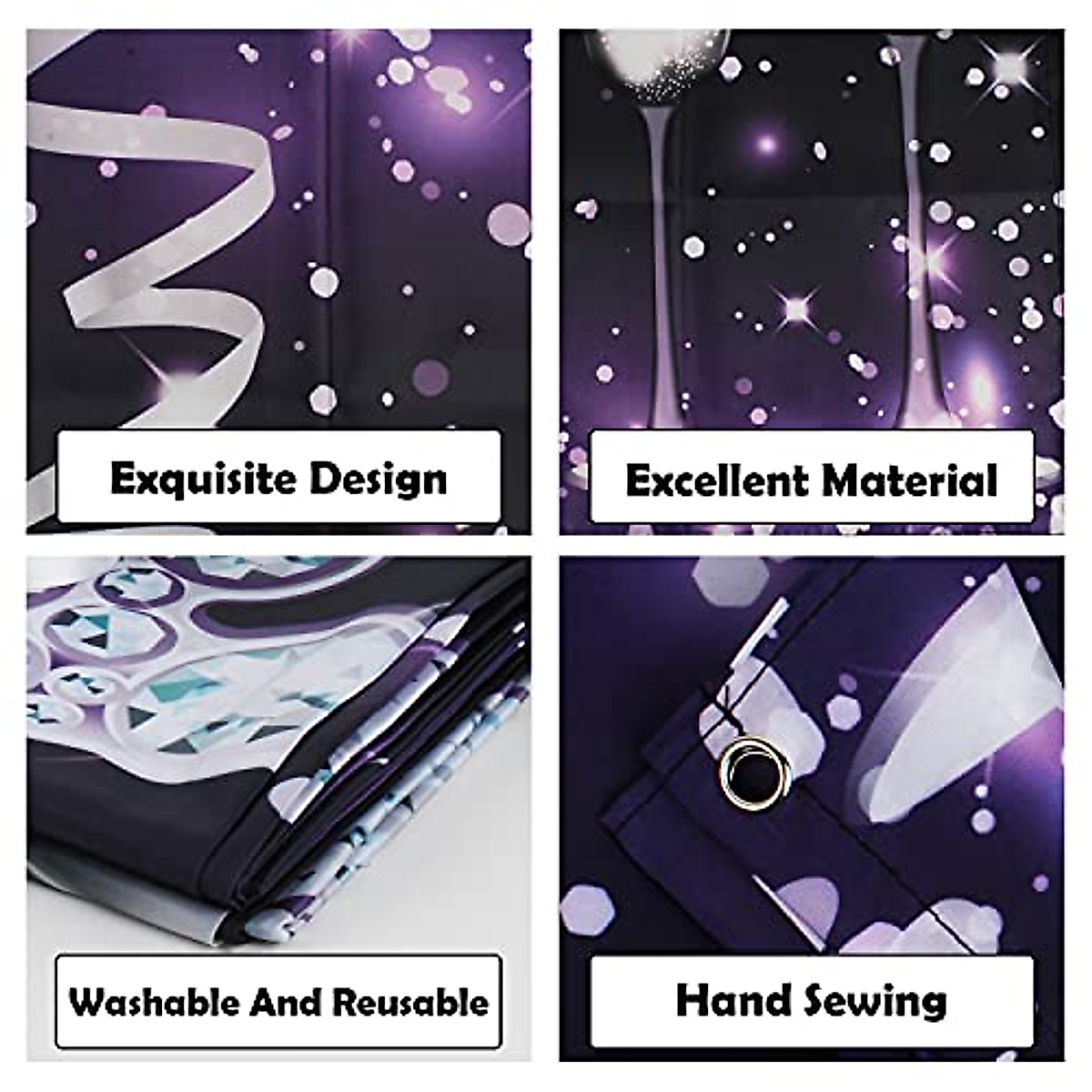 HAMIGAR 6x4ft Happy 50th Birthday Banner Backdrop - 50 & Fabulous Heels Birthday Decorations Party Supplies for Women - Purple