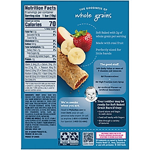 Gerber Snacks for Toddler Soft Baked Grain Bars Strawberry Banana, 5.5 Ounce (Pack of 6)
