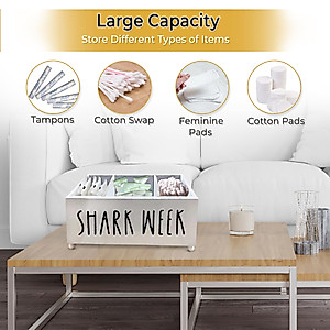 Tampon Holder for Bathroom: Premium Wooden Organizer Box with Moveable Compartments & Secure Lid - Feminine Pad Storage Container, Sanitary Cotton Dispenser & Personal Care Product Holder