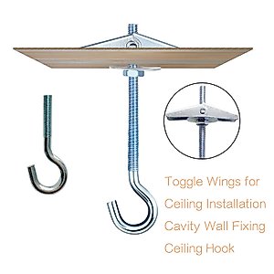 Lainrrew 8 Packs Ceiling Hooks, Ceiling Hooks for Hanging Plants, Swag Hooks Plant Hooks Toggle Hooks with Screws and Toggle Wings for Ceiling Installation Wall Fixing