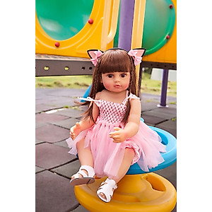 MNMJ Lifelike Reborn Baby Dolls - 22-inch Soft Body Realistic Newborn Baby Dolls Silicone Full Body Real Life Baby Dolls with Feeding Kit Toys Accessories for Ages 3+ Year Old Girls or Collection