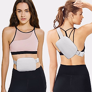 HVJCEZ Belt Bag for Women Men, Fashion Crossbody Fanny Packs Waterproof Mini Waist Bag Bum Bag with Adjustable Strap for Running, Hiking, Walking and Travel White