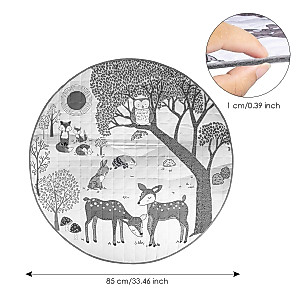 SH-RuiDu Baby Tummy Time Play Mat Forest Animal Baby Crawling Mat Cotton Play Pad 33.5in