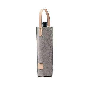 Felt Wine Bag with Handle, Insulated Bottle Carrier Single Bottle Insulated Wine Tote Protective Wine Tote Bag for Wine Lover(grey)