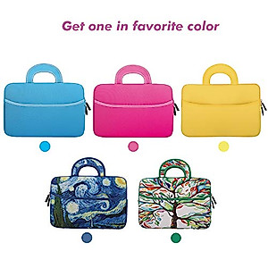 MoKo 8-10.1 Inch Kids Tablet Sleeve, Neoprene Zipper Carrying Case Bag Fits iPad Pro 11", iPad 10.2, Tablet with Accessory Pocket - Magenta