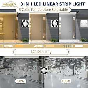 4FT LED Linear Strip Stairwell Light Fixture, 80W, 8800lm, 3000K/4000K/5000K, IP20, SCR Dimmable 4 Foot Commercial Grade Indoor LED Shop Ceiling Light Fixture for Workbench Workshop Warehouse, FCC