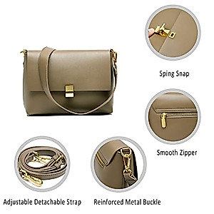 Hakkensuru Crossbody Bags for Women Designer Shoulder Bags Genuine Leather Handbag Satchel Purses with Adjustable Detachable Strap