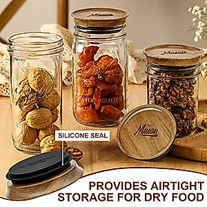8 Pack Wide Mouth Wooden Storage Lids for Ball,Kerr Jars,Food Grade Material,100% Fit & Airtight for Wide Mouth Jars