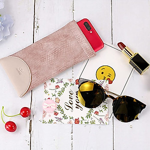 Pack of 3 Eyeglasses Pouch Squeeze Top Sunglasses Pouch Eyeglass Cases Soft Leather Eyeglasses Storage Bag Eyeglass Holder