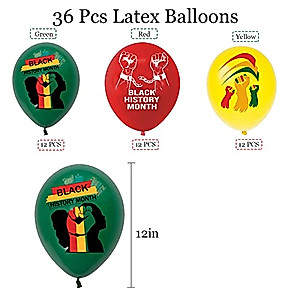 Black History Month Balloons Latex Party Balloons - 36 Pcs 12 inch Round Juneteenth Freedom Day June 19 Balloons for Black Themed Commemoration National Party Backdrop Decorations