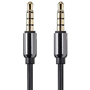 Monoprice Onyx Series Auxiliary 3.5mm TRRS Audio & Microphone Cable, 6ft - (118633) Black