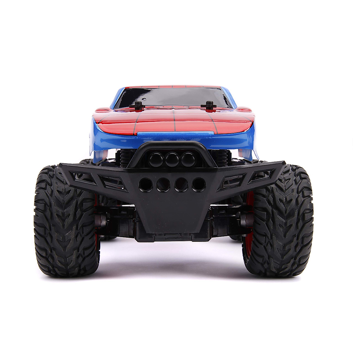 Jada Toys Marvel Spider-Man Dodge Charger Daytona 4x4 Elite R/C with Turbo Boost USB Charging and Batteries Included (30761), Blue, Red