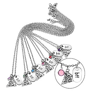 Top Plaza Womens Silver Tone Rhinestone Best Friends Forever BFF Necklace Engraved Pizza Pendant Necklaces 21 Inches - Set of 6