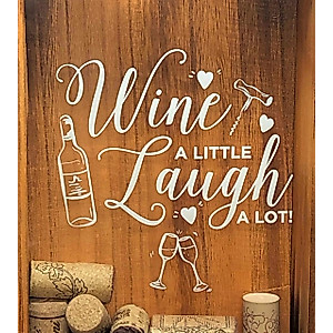 Wine Cork & Beer Cap Holder Shadow Box, Wall Mounted or Free Standing, Wine & Bar Decor for Him & Her, Rustic Stained Wood, 11" x 13"