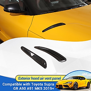 Real Carbon Fiber Hood Air Vent Trim Cover Fit for Toyota Supra GR A90 A91 MK5 2019-2024, Hood Air Outlet Vent Molding Sticker Trim, 2PCS (Carbon Fiber)