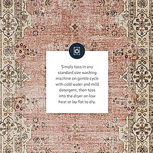 Linon The Anywhere Washable Rug Colton Pink/Ivory 5' X 7' Area Rug