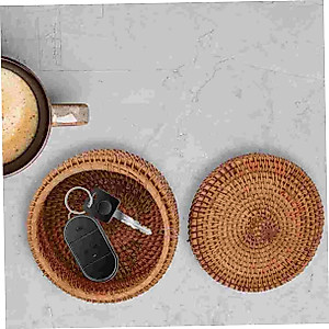 CAXUSD Box Rattan Storage Box Storage Box with Lid Makeup Organizer Case Round Storage Basket Lidded Basket for Storage Woven Storage Bowls Onion Basket Woven Storage Case Rattan Box Tray