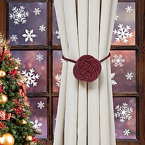 HIASTRA Strong Magnetic Curtain Tiebacks, 4 Pack Curtain Tie Modern Window Decorative Tie Backs for Curtains Rope Outdoor Holder for Sheer Blackout Drapes, Burgundy