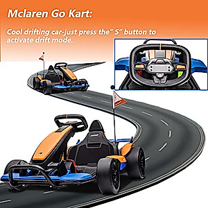 SEGMART Electric Go Kart Ride on Go Kart for Kids with 2 Speeed 24V Powered 4 Wheels Licensed Mclaren, Vehicles Toys Ride on Truck Bluetooth/FM, Loading Capacity 132lbs & 8MPH Max Speed