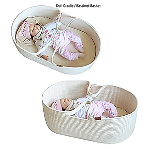 ICEBLUE HD Super Large Cotton Rope Nursery Basket Liners, Doll Basket, Kids Toys Storage,Jumbo Basket Organizer for Blankets,Pillows(Beige)