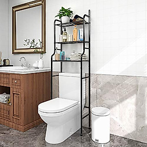 HAHRIR 3-Shelf Bathroom Organizer Over The Toilet Space Saver Bathroom Corner Stand Storage Organizer, Black