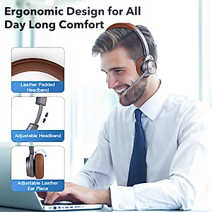 MAIRDI Bluetooth Headset with Microphone for PC, in-Built with Bluetooth Adapter for Computer, Truck Driver Wireless Headset for Work Office CallCenter Telephone Microsoft Teams Skype Conference