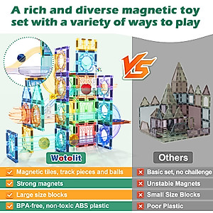 148PCS Magnetic Tiles Pipe Magnetic Blocks Magnets Toys for Kids Toddler Toys, Compatible with Major Brands Magnet Toys, Magnetic Building Set Magnet Tiles Building Block for Age 8-12 Girl Boy Toys