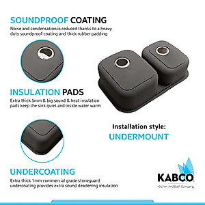 KABCO 32 Inch Double Bowl Stainless Steel Classic Kitchen Sink with Sink Strainers, Removable Garbage Baskets and Sink Grids Sound and Heat Proof 18 Gauge Undermount 40/60 Bowl Swirl Finish Sink