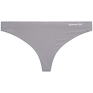 Reebok Women?s Underwear ? Stretch Performance Thong (3 Pack), Size Medium, Coral/Grey/Black