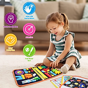 Toddler Busy Board, Montessori Busy Board for Toddlers 3+ Years Old, Sensory Activity Board for Fine Motor Skills, Sensory Board Toys for Toddlers, Educational Preschool Toys for Girls Boys Gift