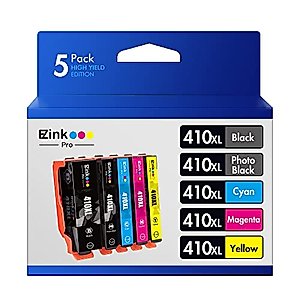 E-Z Ink Pro 410XL Remanufactured Ink Cartridge Replacement for Epson 410XL 410 XL T410XL to use with XP-640 XP-830 XP-7100 XP-530 XP-630 (5 Pack, 1 Black, 1 Cyan, 1 Magenta, 1 Yellow, 1 Photo Black)