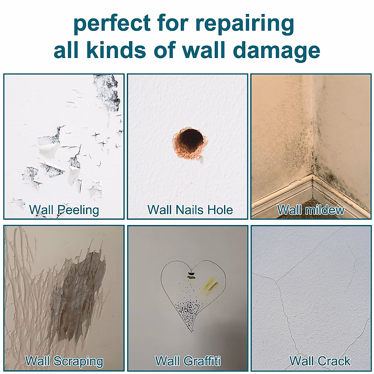 Faburo 3 Pack Drywall Repair Kit, Wall Mending Agent(100g*3), Spackle Wall Repair Patch Kit with Scraper, Drywall Repair Clips Dry Wall Patch Kits Fast-Drying Wall Patch Repair Kit