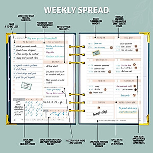 Bossy Girl Journey Goal Planner Undated Weekly Monthly Productivity Journal With Habit And Budget tracker A5 Size 8.5 X 5.8 Binder 6 ring Refillable To Beat Procrastination, Stay More Focused