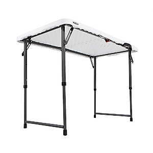 Lifetime Height Adjustable Craft Camping and Utility Folding Table, 4 Foot, 4'/48 x 24, White Granite