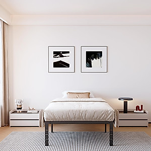 MGNO 18in Twin Size Bed Frame No Box Spring Needed, Heavy Duty Metal Platform Bed Frame Twin with Steel Slat, Easy Assembly, Noise Free, Black