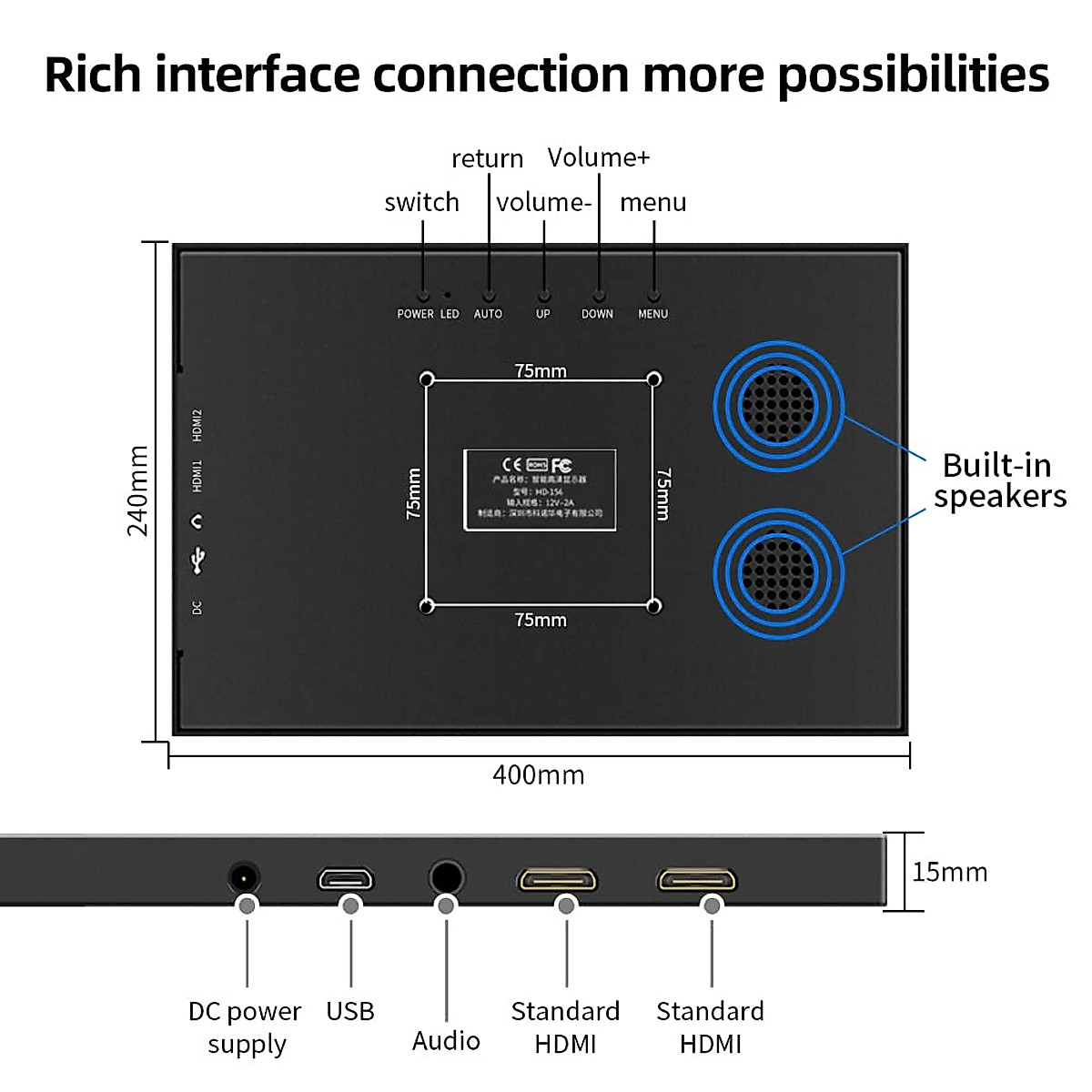 Pisichen 17.3 inch Portable Monitor, Full HD 1600x900 PC Monitor with USB HDMI Input, Compatible with Laptop,PC,PS4, PS3, Xbox Ones, Ras Pi