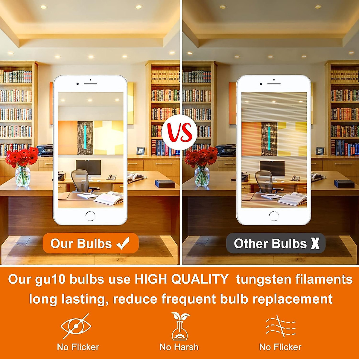 Ivyemons GU10+C 120V 50W Bulb - High Output 500LM GU10 Dimmable Bulb, MR16 GU10 Base Bulbs Warm White GU10 Halogen 50W Bulbs, Long Lasting 50 Watt GU10 Bulbs for Candle Warmer, Track Lighting